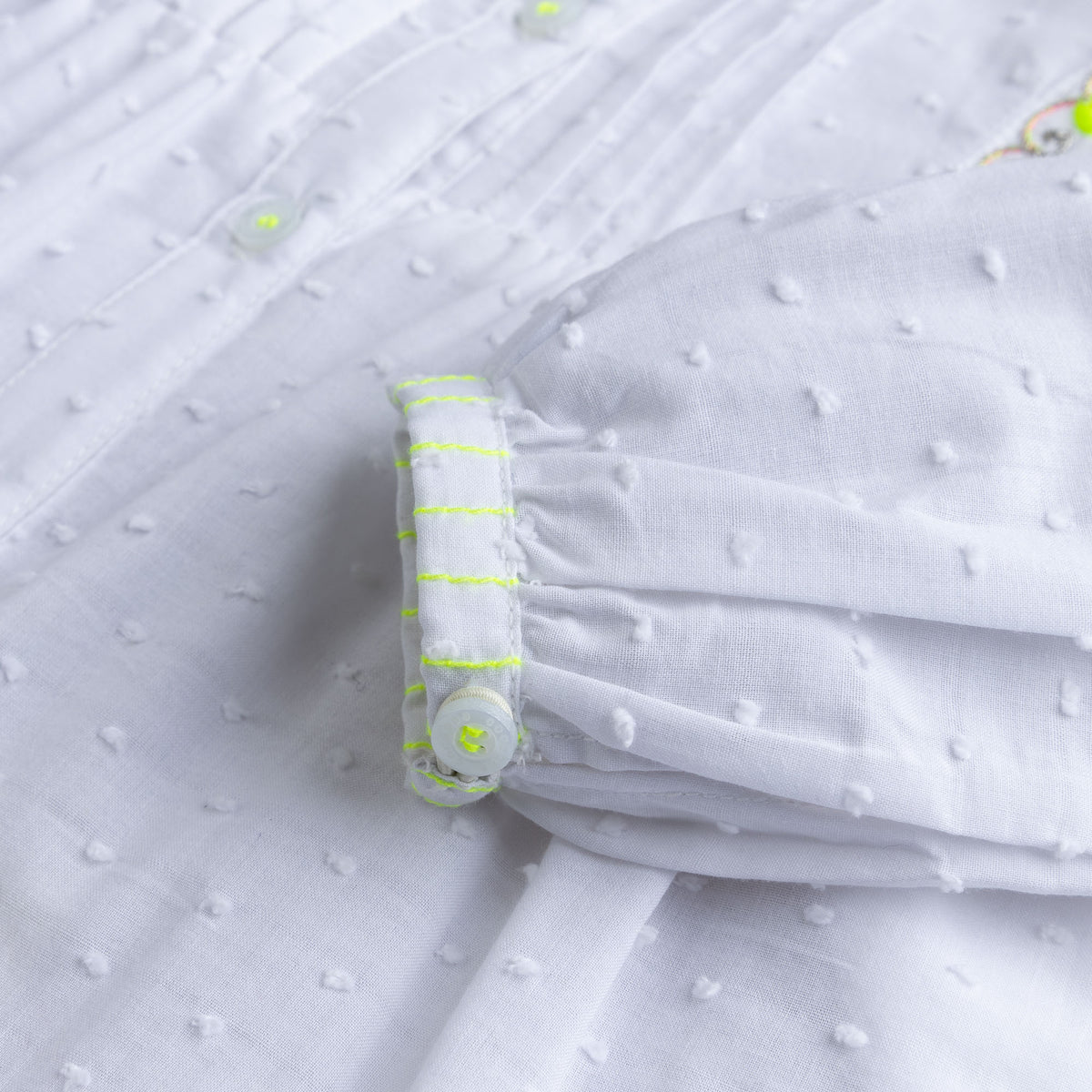 Pleated White Embroidered Top – cocobee