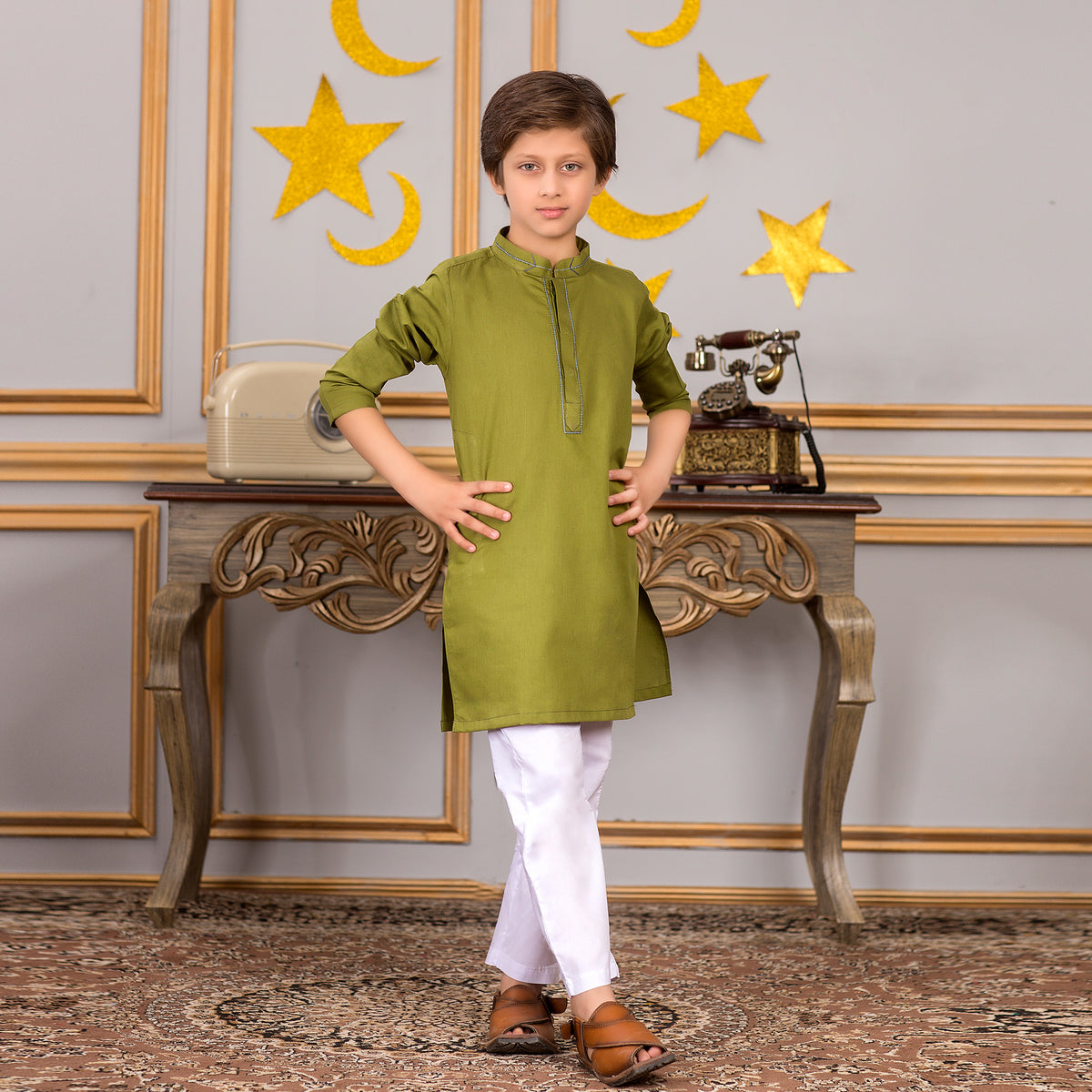 Olive Embroidered Kurta – cocobee