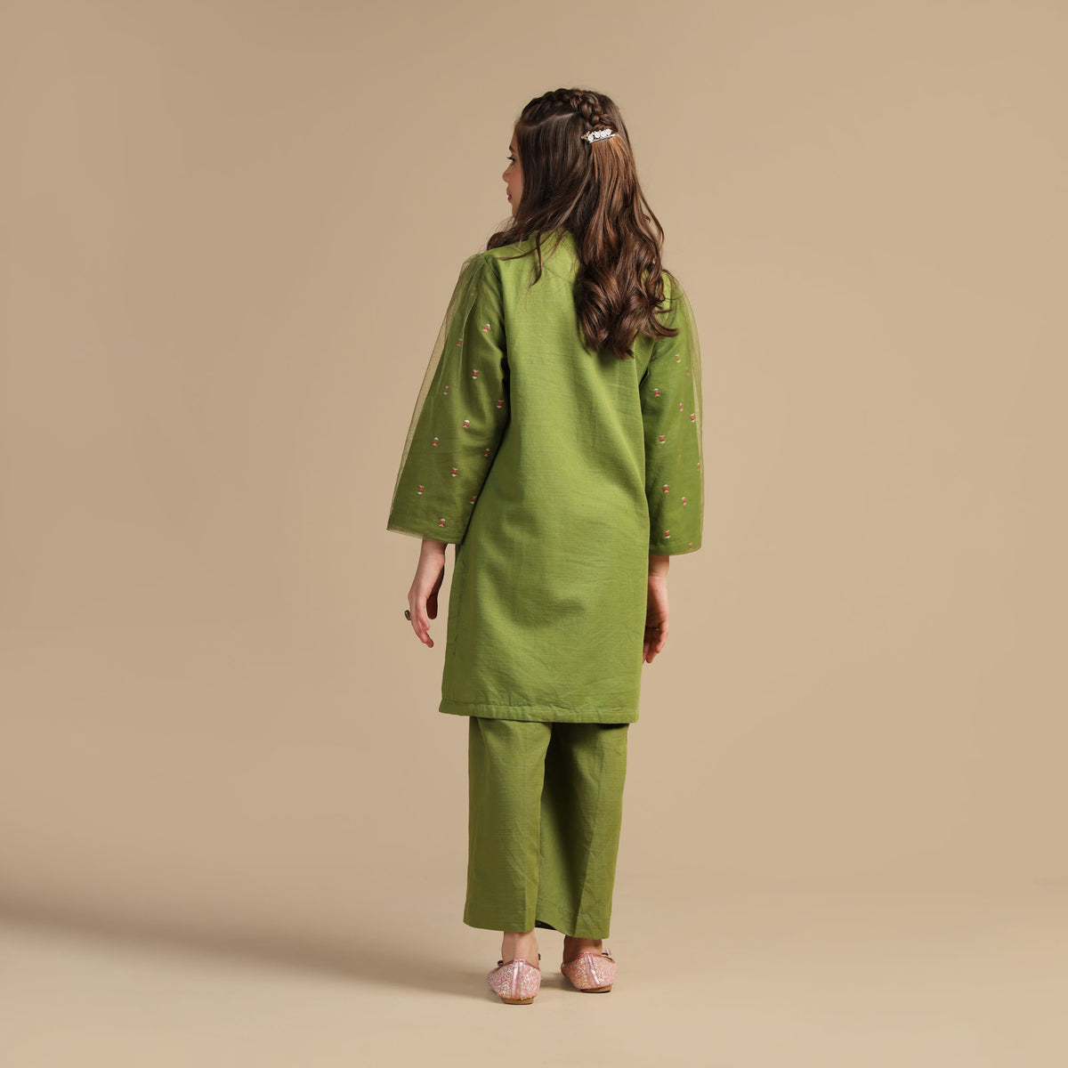 Olive Aura Embroidered Two-Piece – cocobee