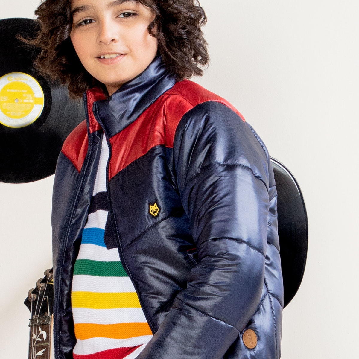 Blue Stiff Full Sleeves Puffer – cocobee